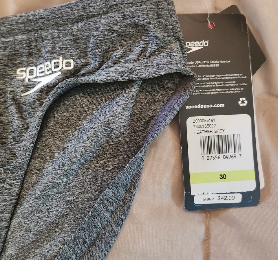 NWT Speedo Powerflex Eco Heather Gray Adult Men Bikini Brief Swimwear ...