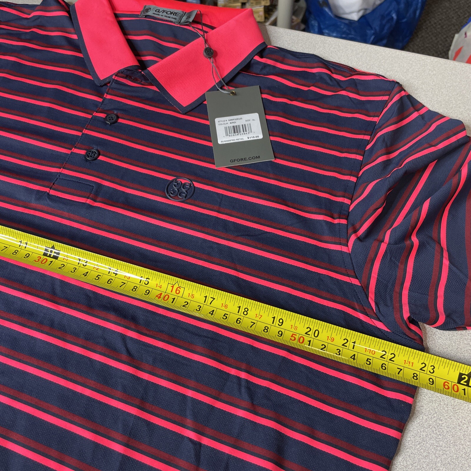 G/Fore Mens Size XL Golf Polo Striped Collared Shirt Birdi Navy Red NWT | eBay