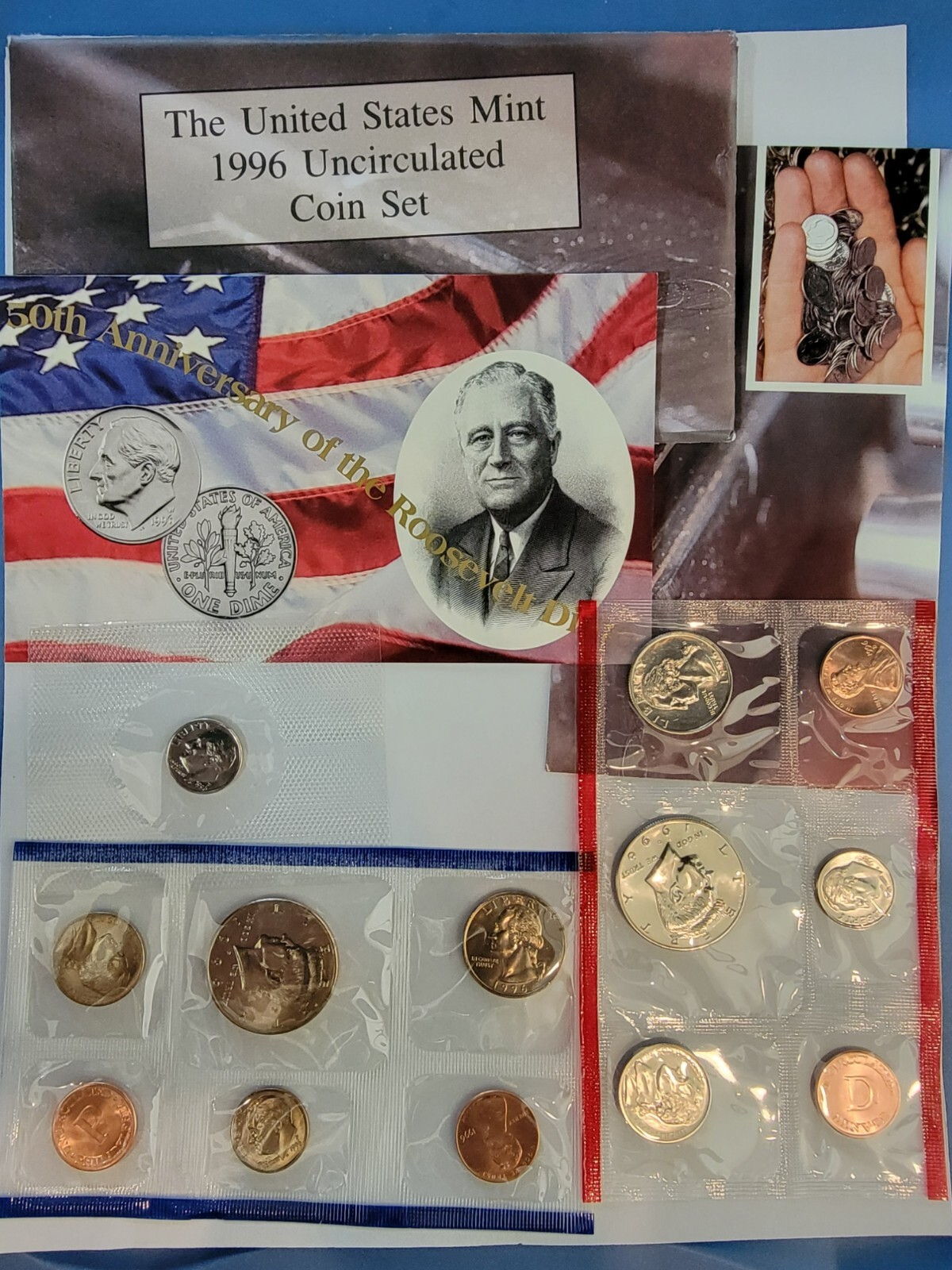1996 Uncirculated Coin Set U.S Mint 50th anniversary of the Roosevelt ...