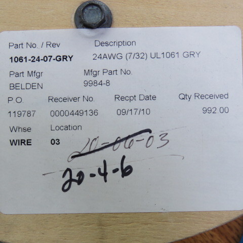 BELDEN 9984 0081000 Qty of 100 per Lot 24AWG (7/32) UL1061 COLOR GRAY ...