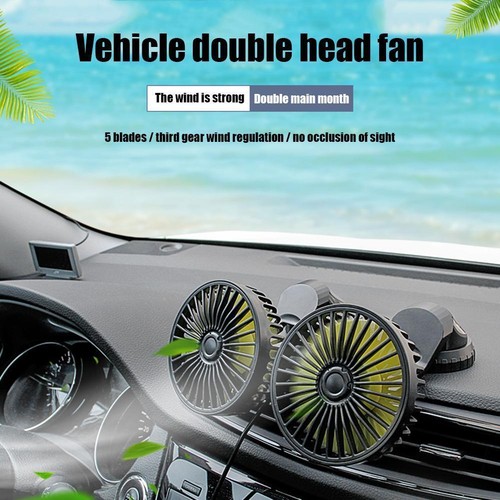 12V 24V Auto Cooler Car Fan 5V USB Dual Head 360 Degree Rotation Car ...
