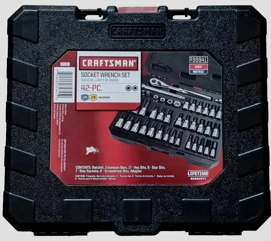 Craftsman 42 PC Piece 1/4 & 3/8 Drive Hex Screwdriver Torx Bit Socket ...