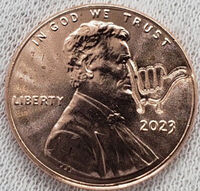 2023 Lincoln Penny Hang Loose Symbol Shaka Sign Surfing Counterstamp ...