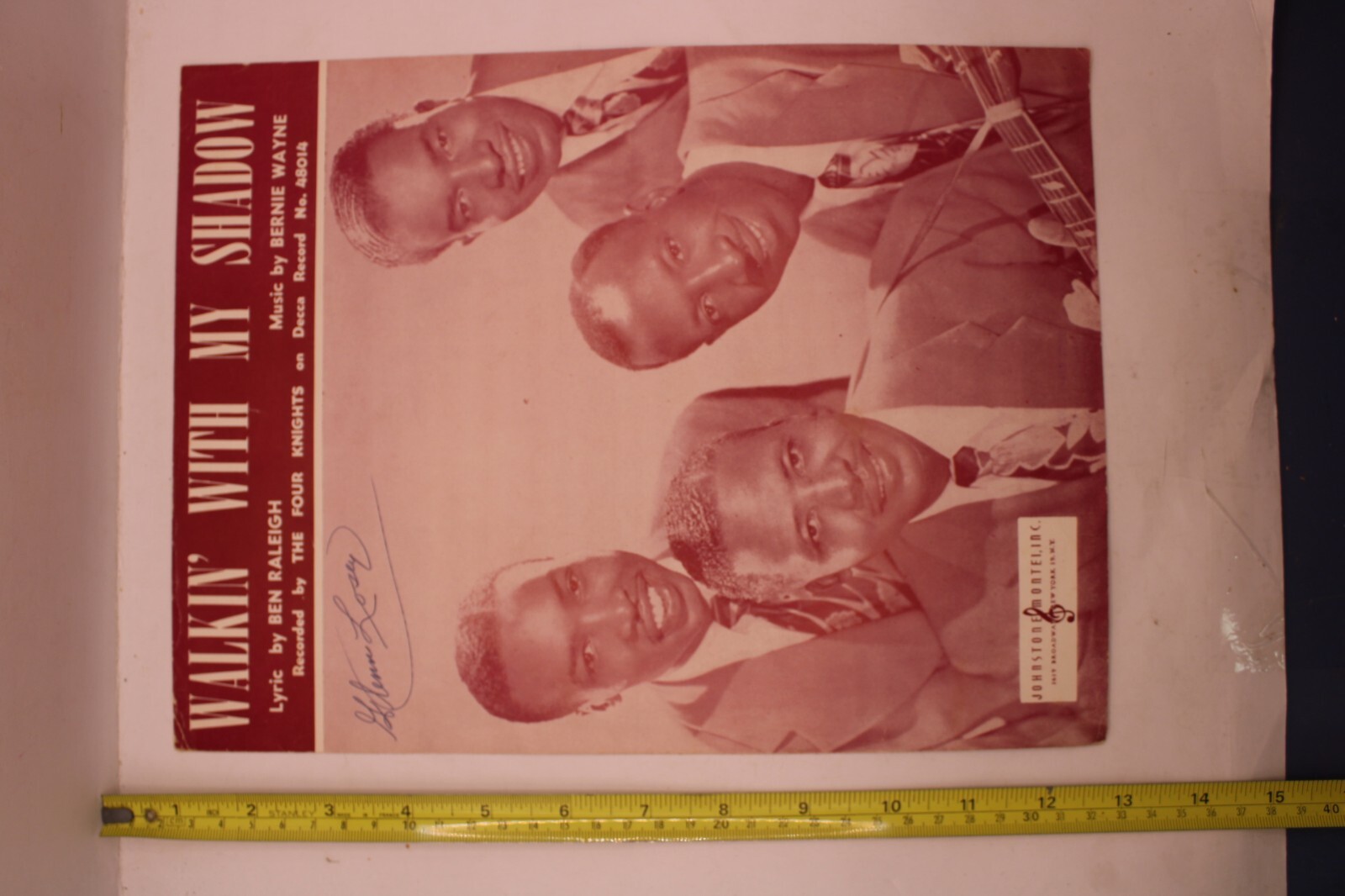 Walkin' With My Shadow By Ben Raleigh The Four Knights Vintage Sheet ...