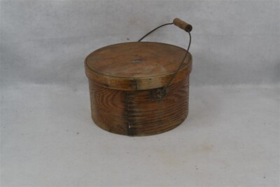 antique pantry box carry handle lid bent wood 11 x 6.5 original 19th ...