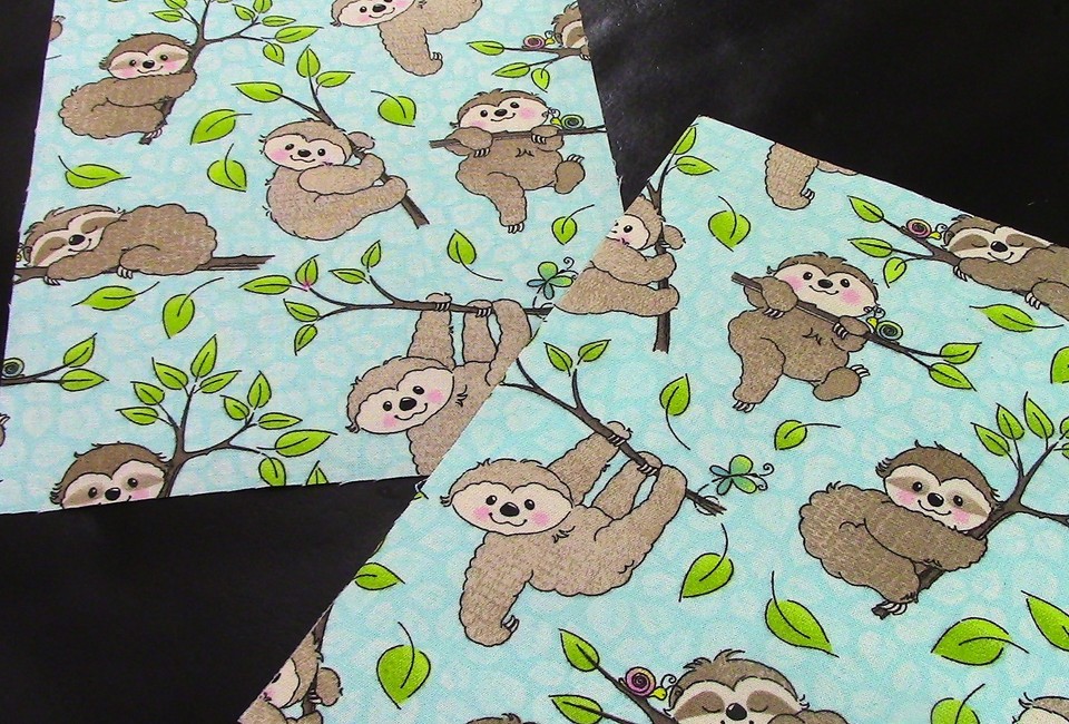 2 Scrappy Cuts - Fused Sloths - 100% Cotton Fabric - Junk Journals ...