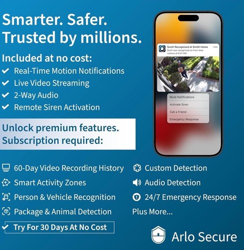 Arlo Pro 5S 2K Indoor/Outdoor Wire Free WiFi Spotlight Security Camera ...