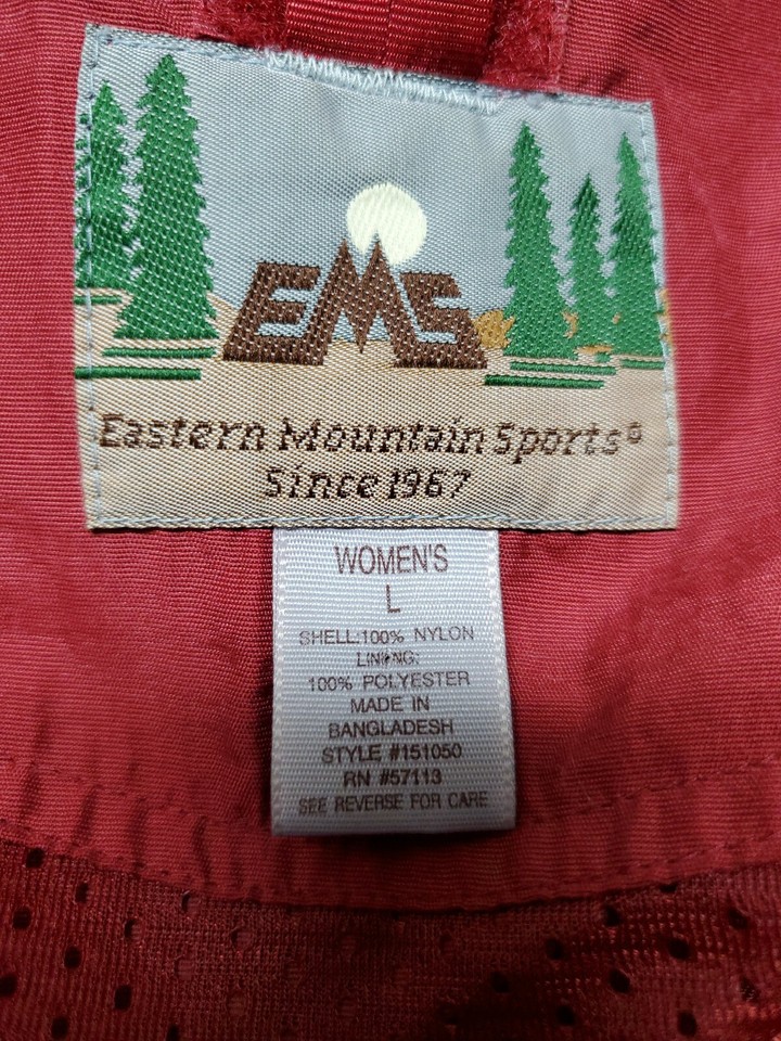 EMS Eastern Mountain Sports Red Pullover Jacket Size Large Lined Hood ...