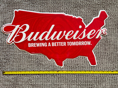 NEW Budweiser Beer United State America Map Tin Tacker Metal Beer Bar ...