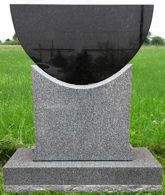 Black Half Circle and Gray Granite Monument Polished Headstone with ...