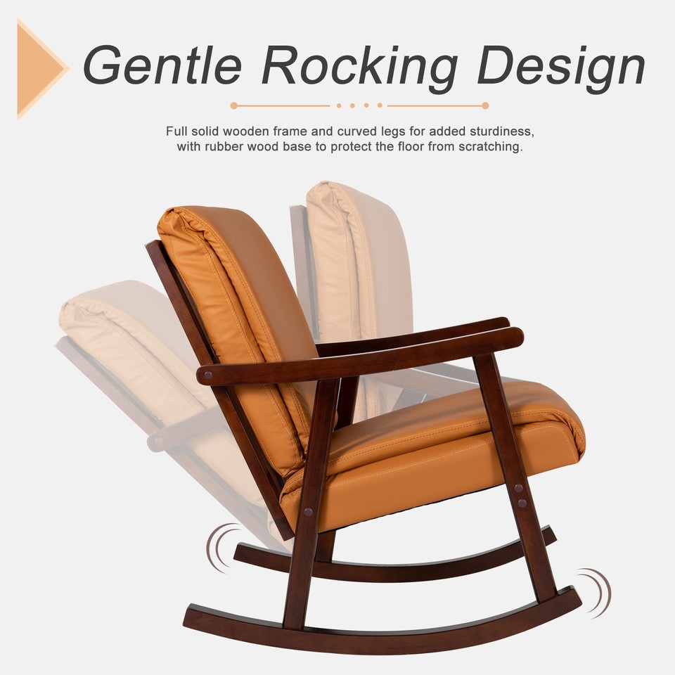 Rocking Chair Rocker Glider Chair W/ Ottoman Mid Century Accent Chair ...