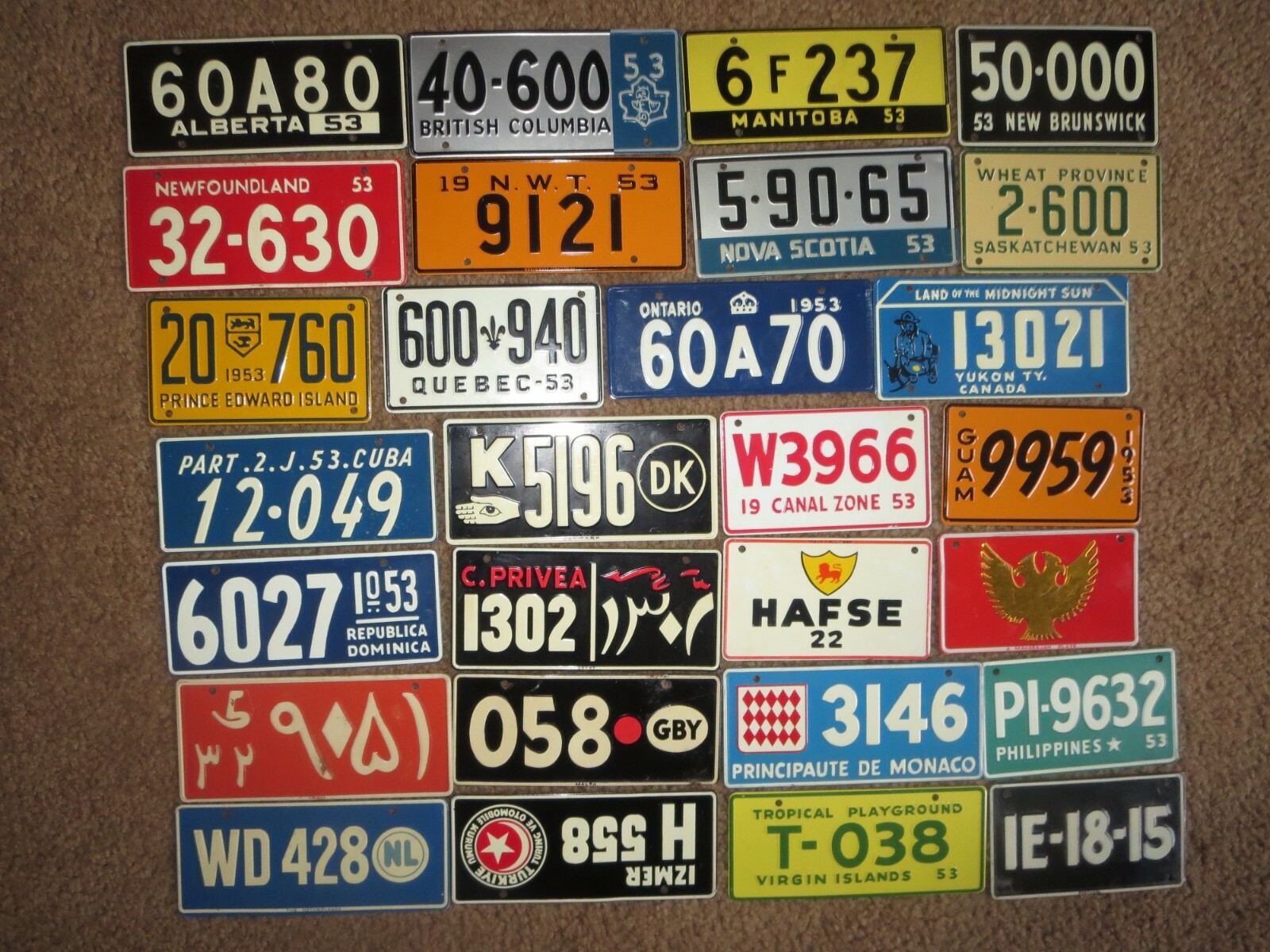 1953 Wheaties Cereal Foreign and Canada Mini Bike Metal License Plate ...