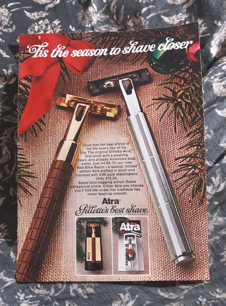 1978 print ad-Atra by Gillette-first razor with a pivoting head-Also ...