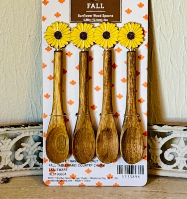 4~Fall Sunflower Wood Spoons | eBay