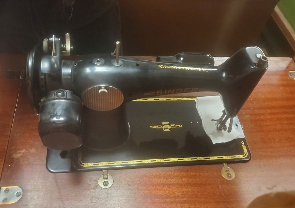 Singer 201-2 Sewing Machine ORIGINAL Mahogany Art Deco Cabinet | eBay
