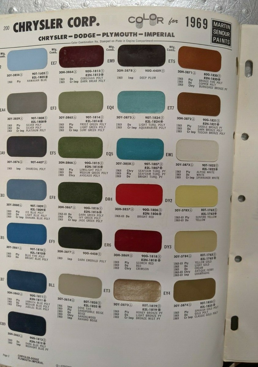 Napa Paint Colors Chart
