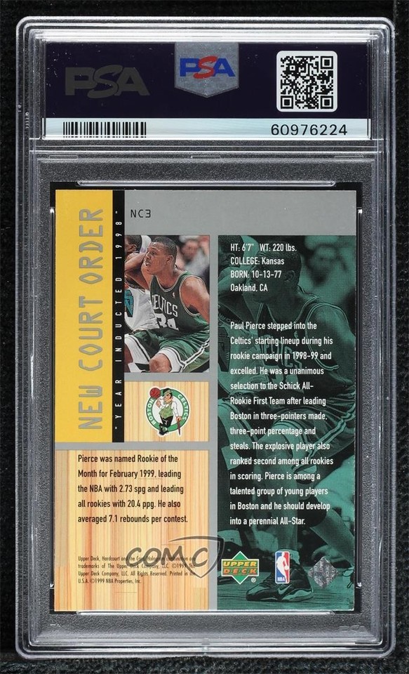 1999-00 Upper Deck Hardcourt New Court Order Paul Pierce #NC3 PSA 8 HOF ...