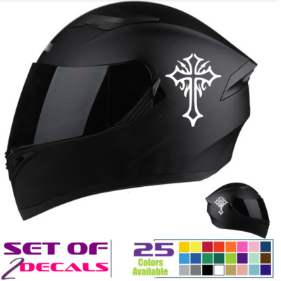 Tribal Cross Decal, 2 Motorcycle bike Helmet Stickers kit [OT26] | eBay