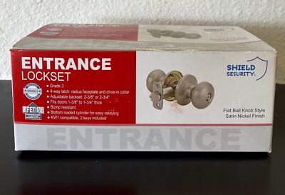Shield Security Flat Ball Knob Style Entrance Lockset # 913866- Satin ...