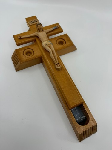 Vtg Catholic Wood Crucifix Sick Call Last Rites Sacraments Kit Set All ...