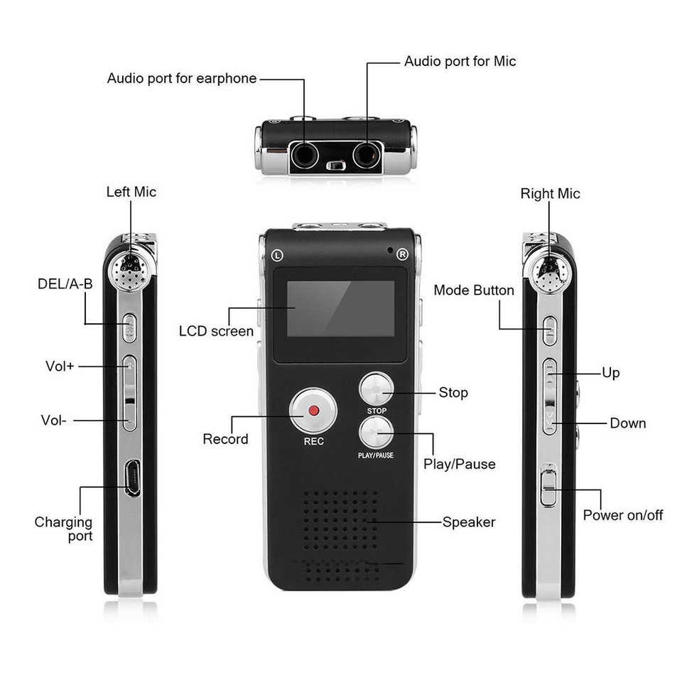 64GB Digital Voice Recorder Dictaphone Audio MP3 Player Sound Voice ...