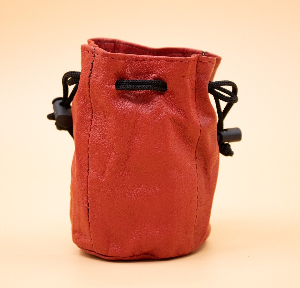 Soft Leather Round Drawstring Pouch Coin Soft Women Wrist Multiple ...