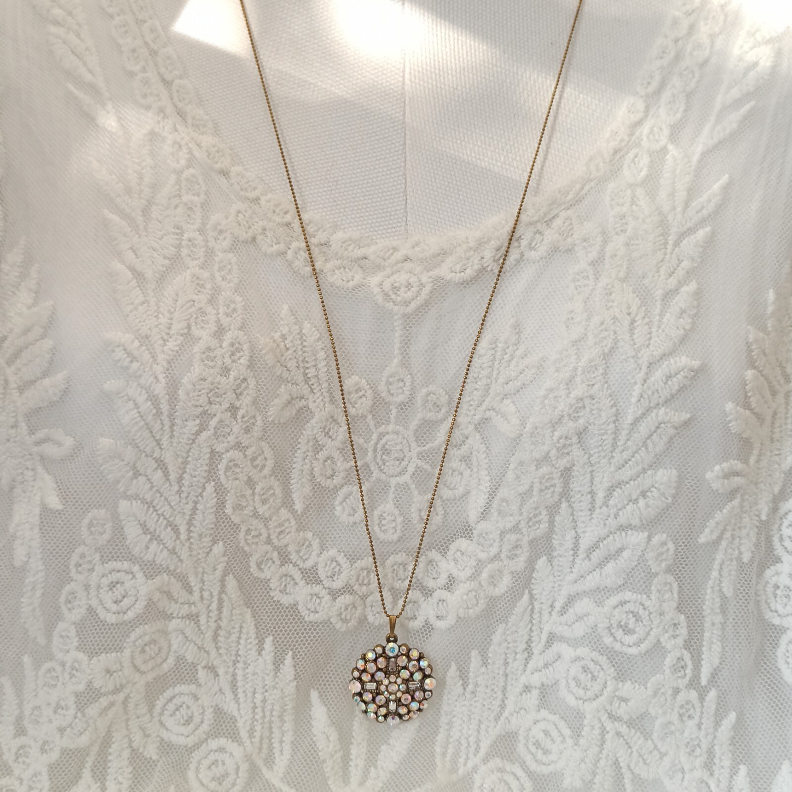 Michal Negrin Necklace Long Round Aurora Borealis Cluster Crystals ...