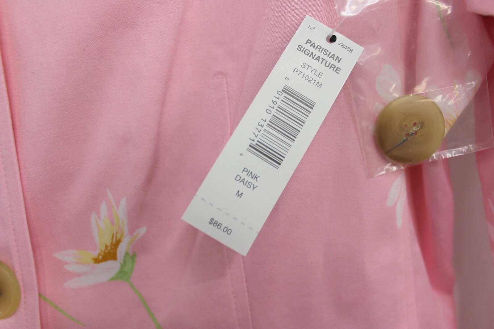 Parisian Signature Womens Pink Daisy Floral M Medium New w/ Tags Cotton ...