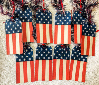 Patriotic USA Flag 10 Gift Hang Tags Americana Style~Ornaments~Journals ...
