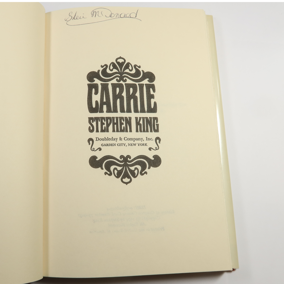 Z46 Gutter Carrie Stephen King First Edition Late Print 1974 Hardback ...