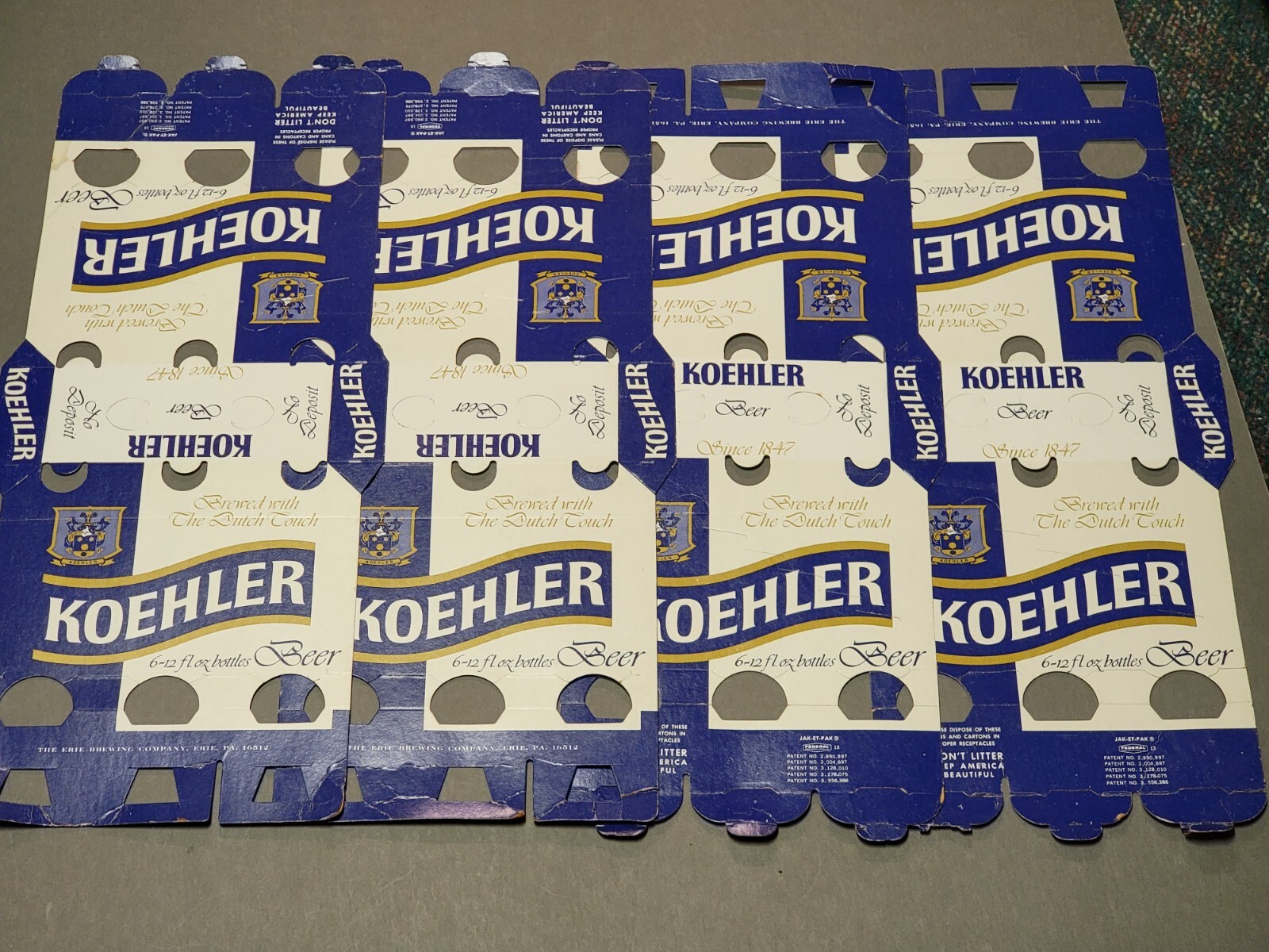 Vtg Lot of 4 1970s Koehler Beer Erie PA Cardboard Carrier Packaging for ...