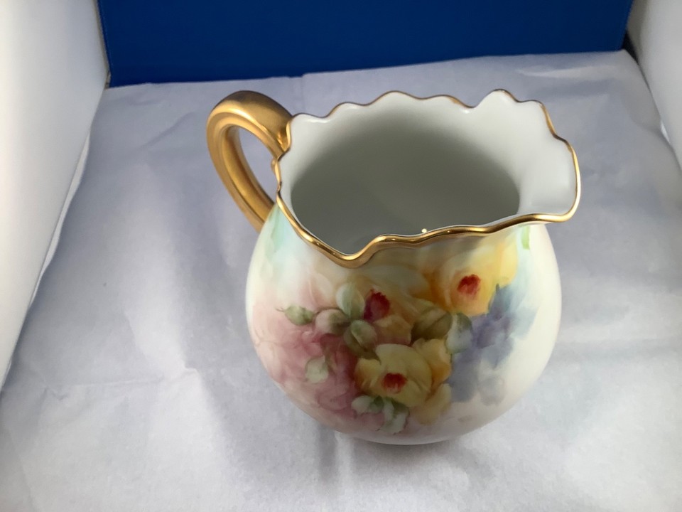 Antique T&V Limoges France Porcelain Cider/Lemonade Jug/Pitcher w/Roses ...