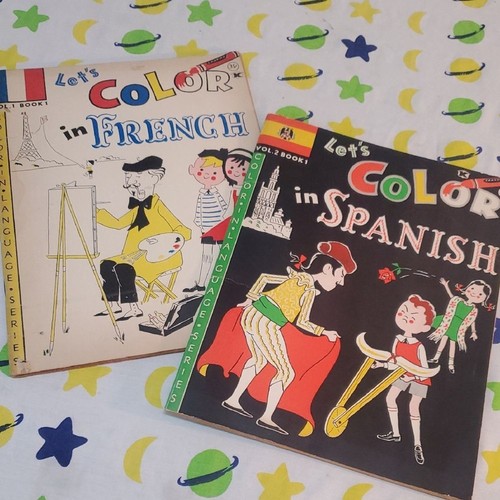 1962 Let's Color in French and Spanish Coloring Books Vintage | eBay