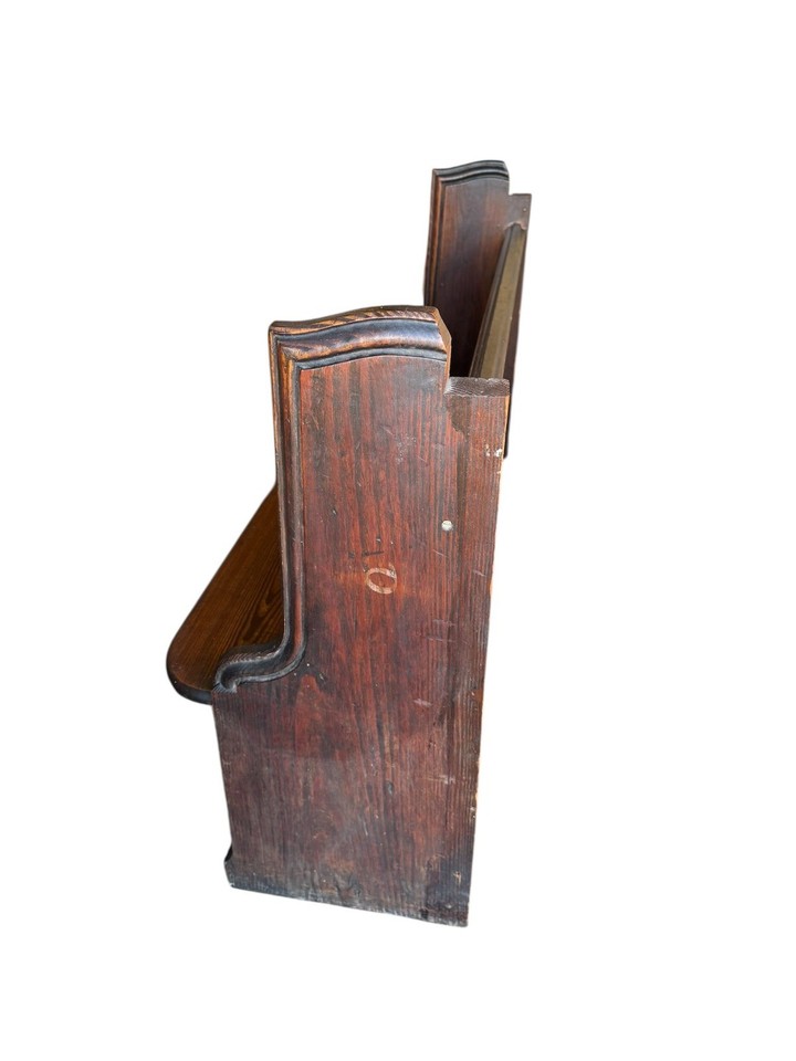 Antique Victorian Pitch Pine Small Church Pew Bench Seat Panel Back ...