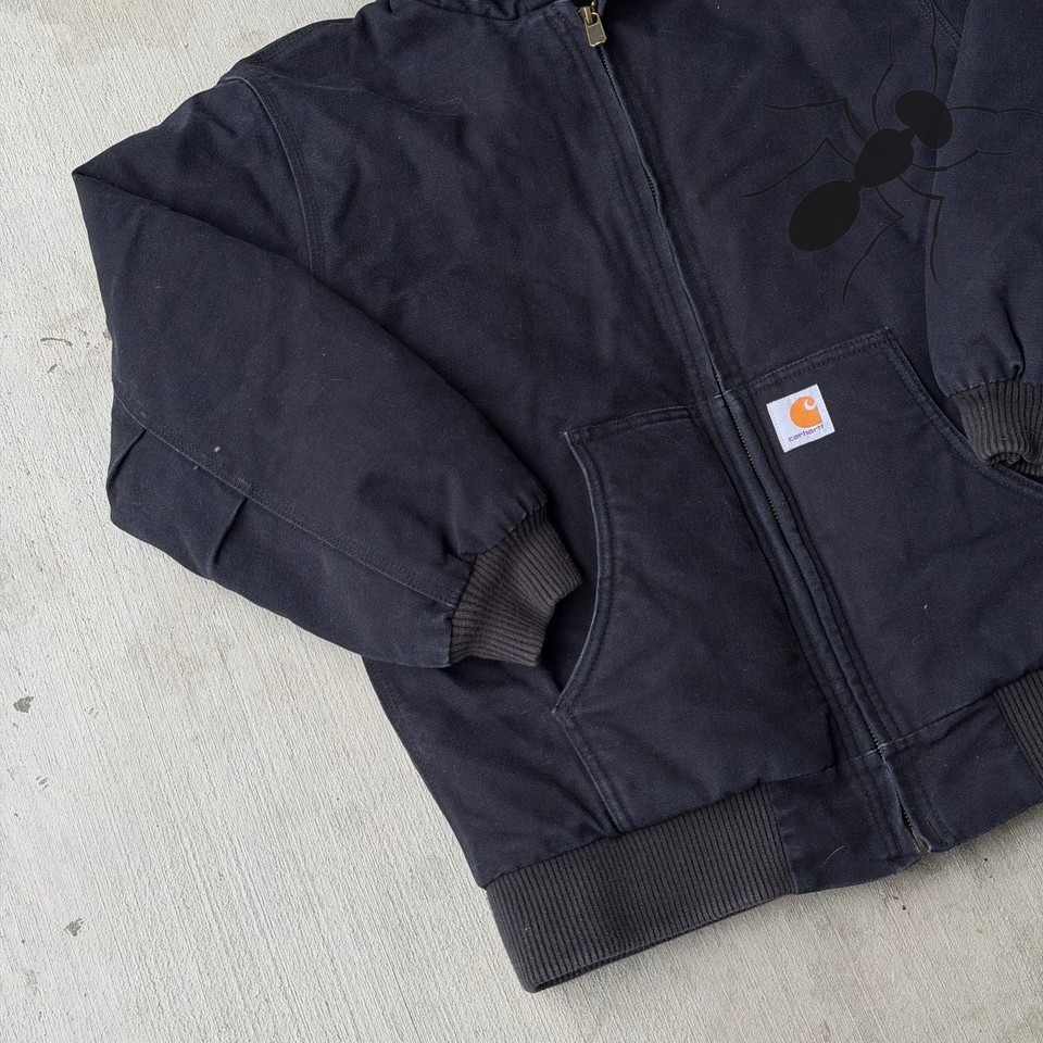 Vintage Y2K Carhartt YOUTH black hooded work wear jacket | eBay