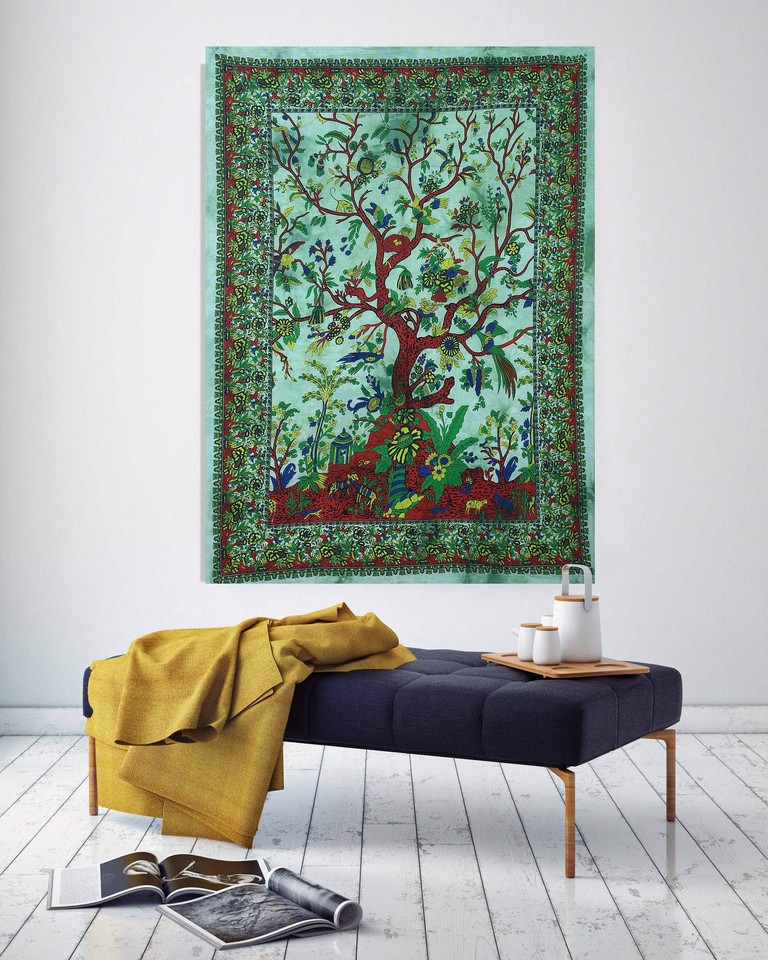 Tapestry Tree of Life Wall Hanging Psychedelic Tapestries Indian Cotton ...