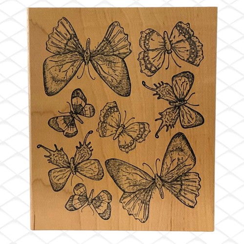 Rubber Monger Butterflies Large Wood Mounted Rubber Stamp 6" x 5" NEW ...