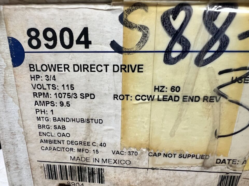 👀 NEW EMERSON 3/4 HP 8904 BLOWER MOTOR 115V 1075 RPM/3 1Ø 48Y FR ...