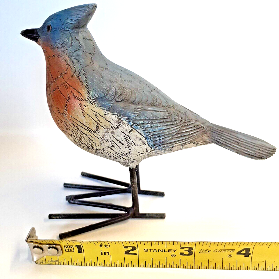Vintage Bird Figurine Tufted Titmouse Hand Painted Songbird Metal Feet ...