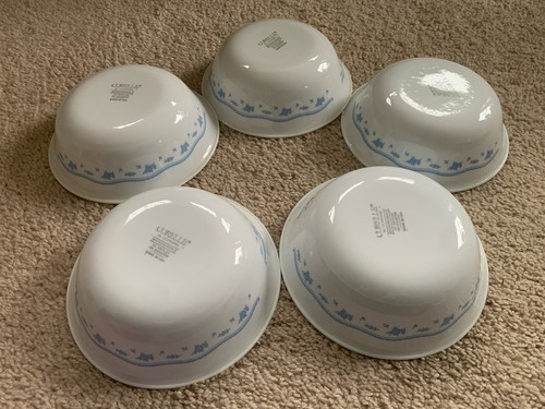 Corelle Morning Blue Flower Cereal Fruit Soup Bowls Pattern 6 1/4" Set ...