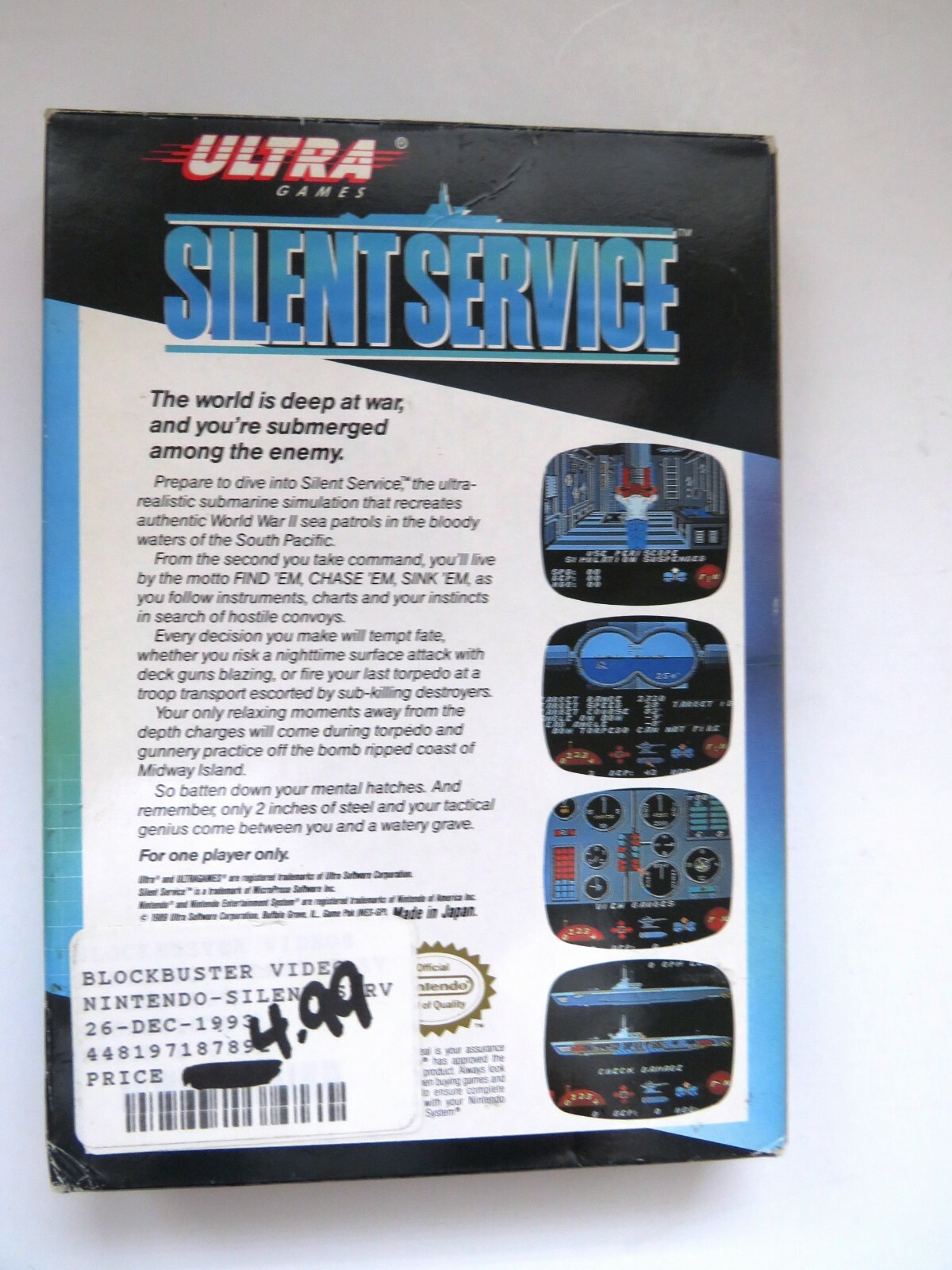 SILENT SERVICE ( Nintendo NES Ultra ) Orig Box Cartridge Manual | eBay