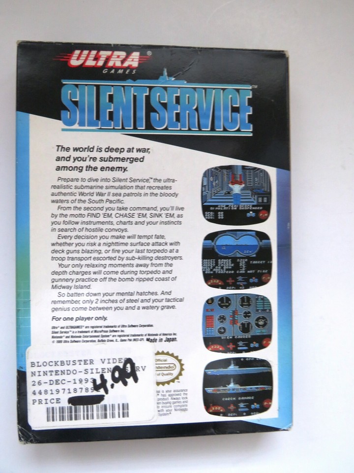 SILENT SERVICE ( Nintendo NES Ultra ) Orig Box Cartridge Manual | eBay