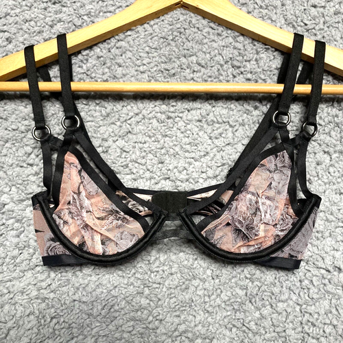 Victoria Secret Bra 32C Very Sexy Unlined Plunge Strappy Ring Sheer ...