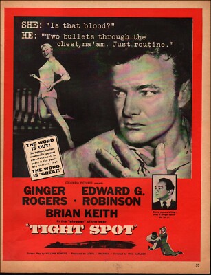 1955 Vintage movie ad "Tight Spot" Ginger Rogers Edward G Robinson 03 ...