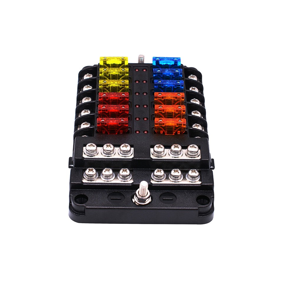6/12 Way 12V 24V Auto Car Power Distribution Blade Fuse Holder Box ...