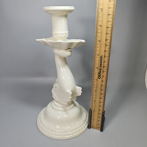 Leedsware Classical Creamware Dolphin Candlestick England Earthenware ...