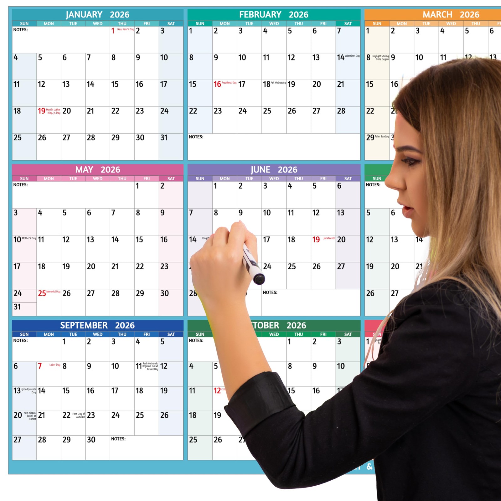 Yearly Wall Calendar 2026 - Large Yearly Calendar 2026, Jan