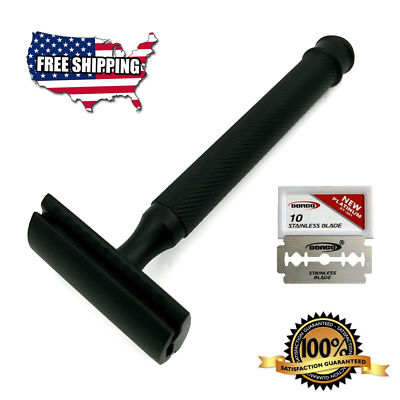 4" LONG HANDLE DOUBLE EDGE SAFETY RAZOR + 10 SHAVING BLADES MADE IN ...