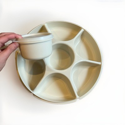 Vintage Tupperware Divided Serving Tray Vegetable Container Almond w ...