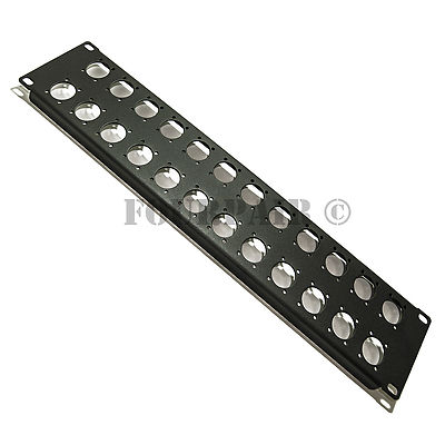 24-Hole 2U Audio Rack Panel Chassis Mount for Neutrik D Size XLR 1/4 ...